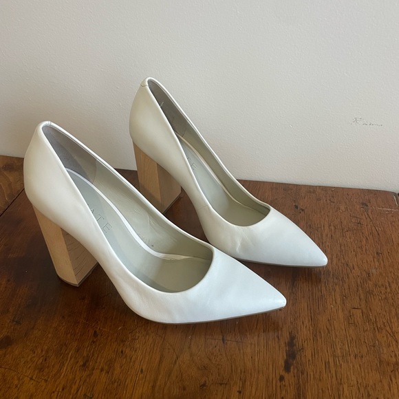 1. State | Shoes | State White Leather High Heel Pump W Wooden Heel ...
